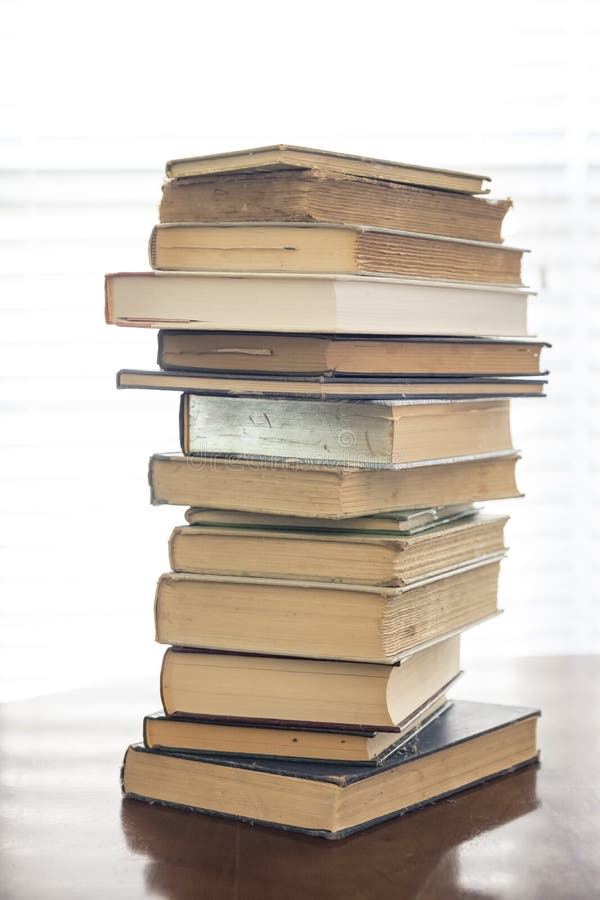 Stack of Old Books on Kitchen Table for Study School Stock Photo ...
