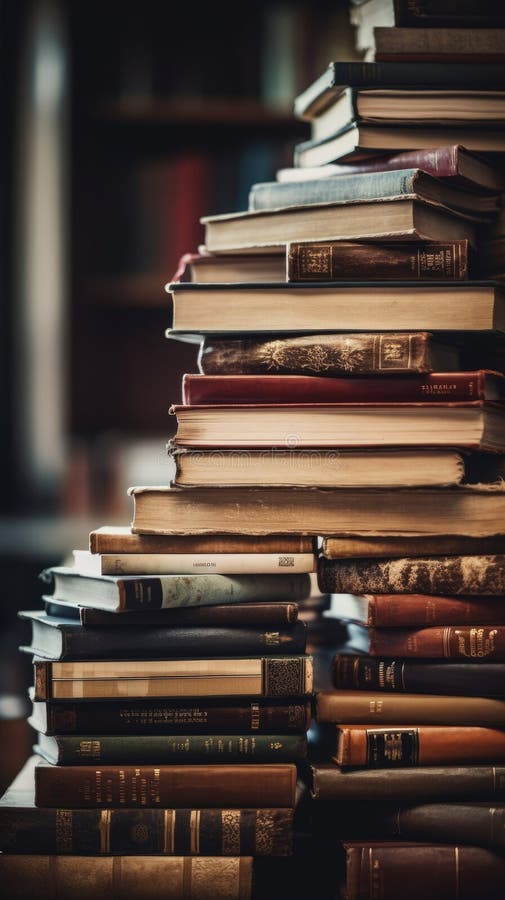 A Stack of Old Books in a Library Ai Generative Stock Illustration ...