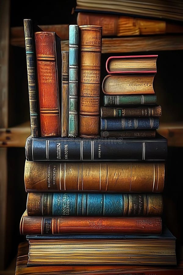 Stack of Old Books in the Library. Conceptual Background on History ...