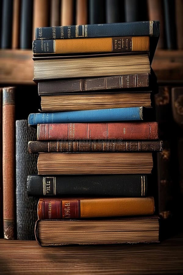 Stack of Old Books in the Library. Conceptual Background on History ...
