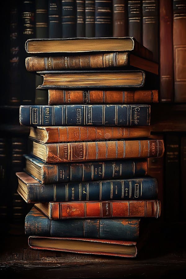 Stack of Old Books in the Library. Conceptual Background on History ...