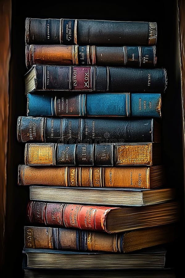 Stack of Old Books in the Library. Conceptual Background on History ...