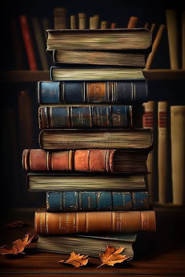 Stack of Old Books in the Library. Conceptual Background on History ...