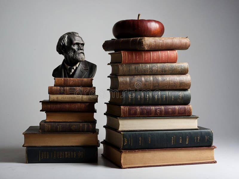 Stack of Old Books on Light Background Glorification of Science Stock ...