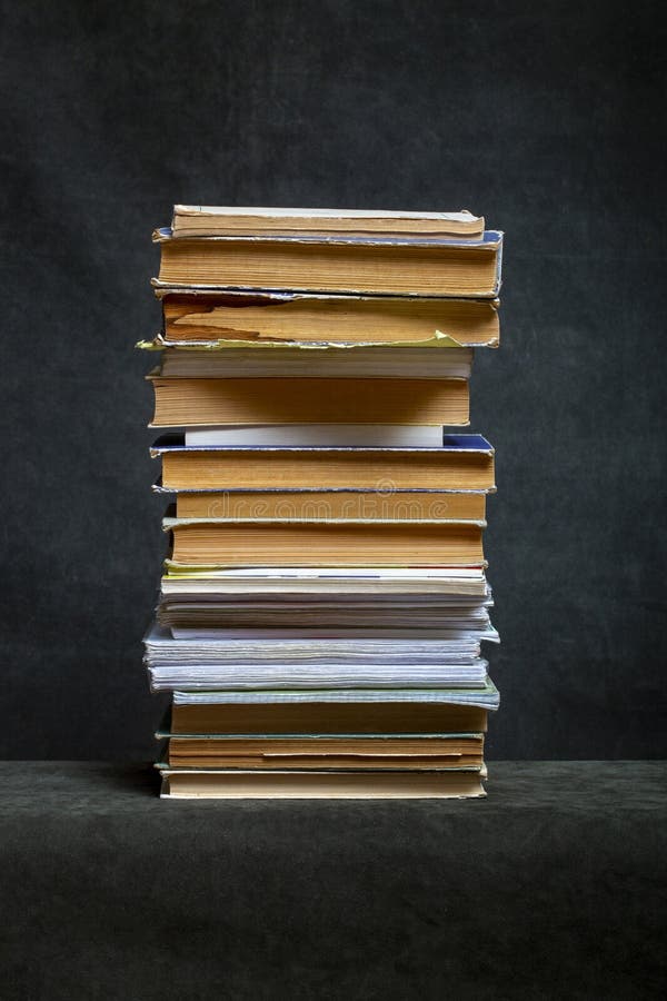 A Stack of Old Books and Notebooks on the Table Stock Image - Image of ...