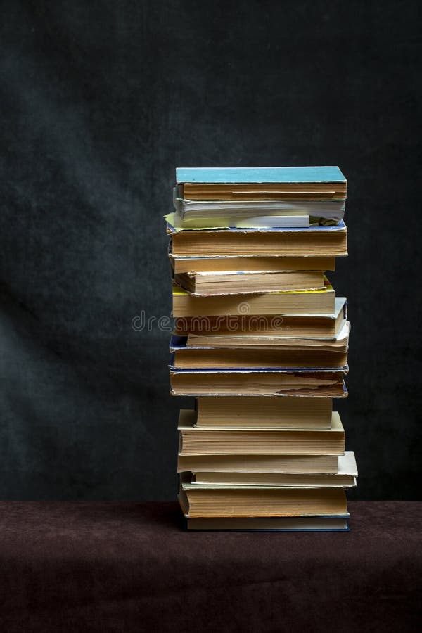 A Stack of Old Books and Notebooks on the Table Stock Image - Image of ...