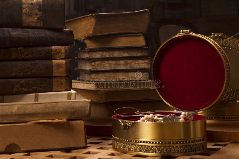 Stack of Old Books Ona Table Stock Photo - Image of glamour, books ...