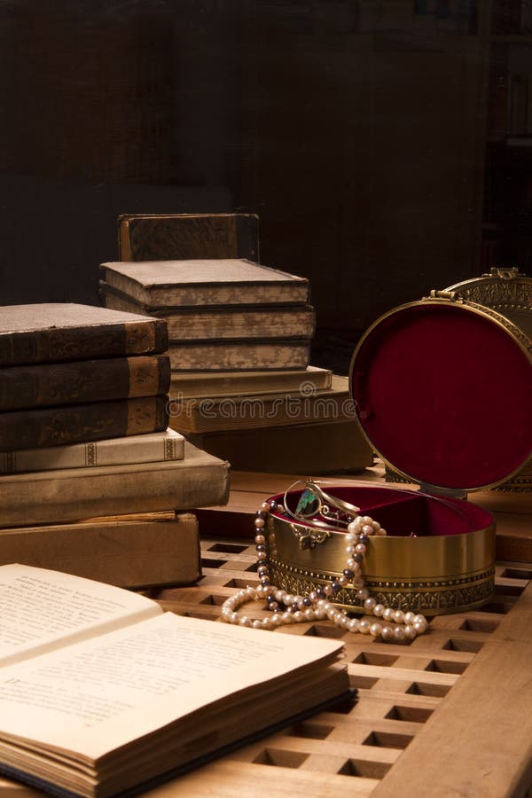 Stack of Old Books Ona Table Stock Photo - Image of nostalgia, empty ...