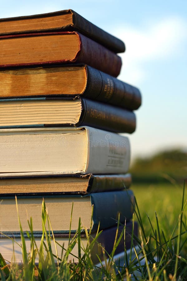 Stack of Old Books Outside stock image. Image of leather - 32319021