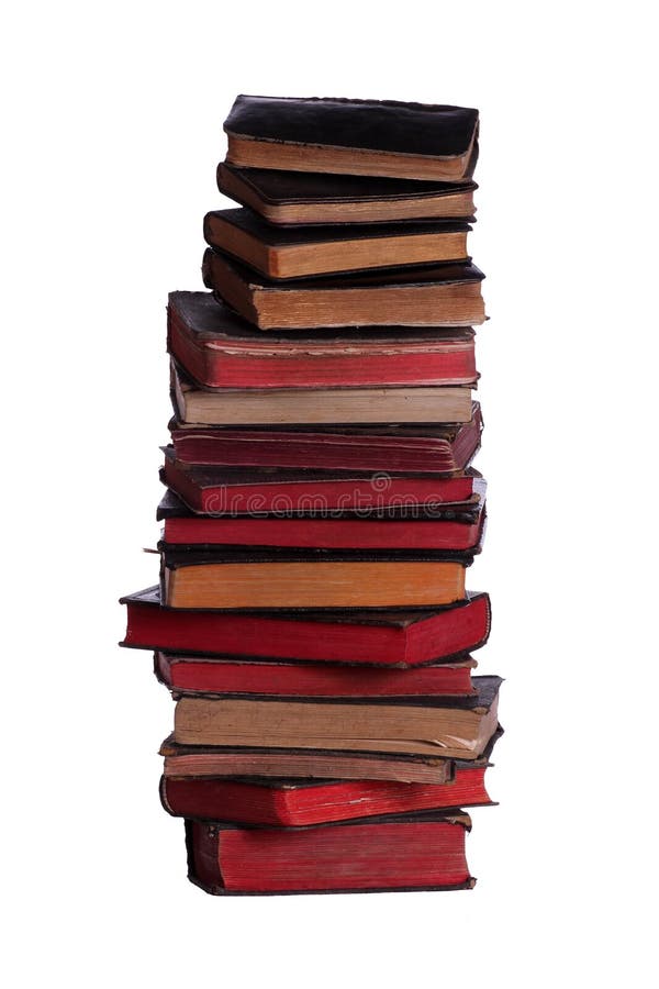 Stack of Old Books with Red Page Stock Image - Image of books, retro ...
