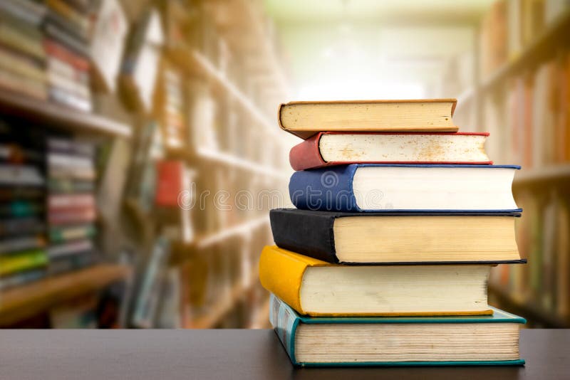 Stack of Old Books on Shelf Book in Library Stock Photo - Image of ...