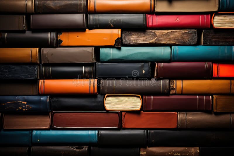 Stack of Old Books on a Shelf in a Bookstore Stock Illustration ...