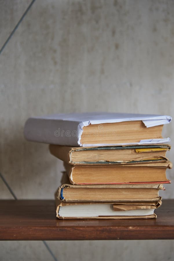 A Stack of Old Books on a Shelf . Stock Photo - Image of read, grunge ...