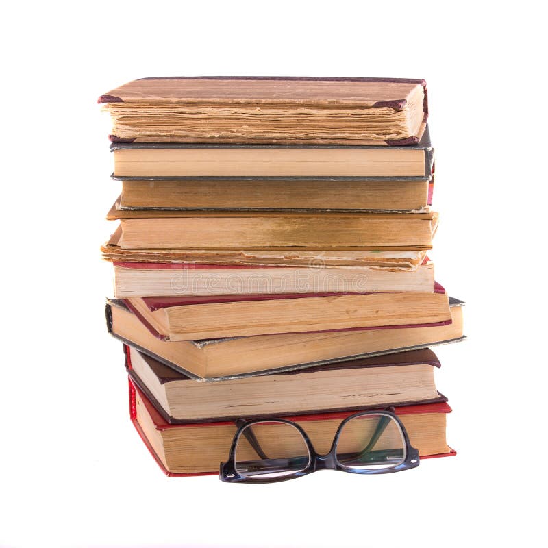 Stack of Old Books and Spectacles Stock Image - Image of learn, read ...