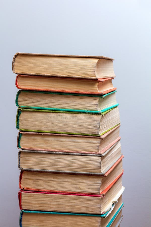 A High Stack of Fiction Books in the Library Stock Image - Image of ...