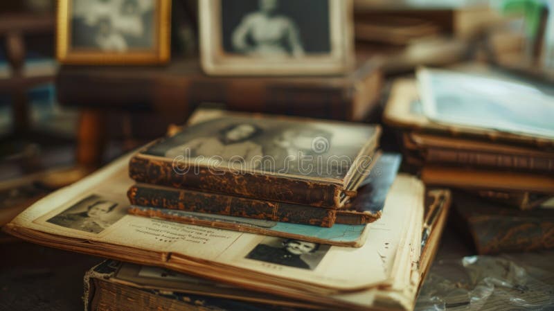 Stack of Old Books on Table Stock Photo - Image of publications ...