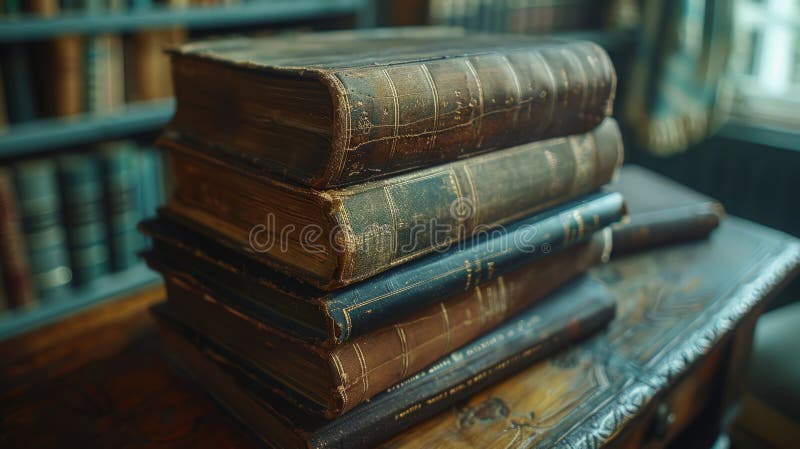 Stack of Old Books on Table. Stock Image - Image of study, bookshelf ...