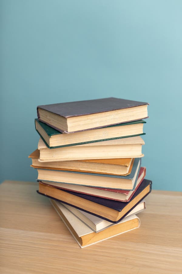 Stack of Old Books on the Table. World Book Day Poster Stock Image ...