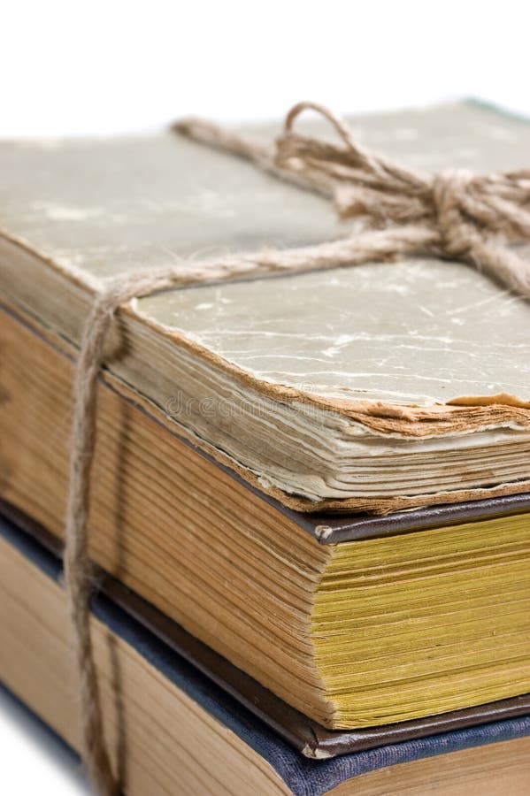 Stack of Old Books Tied with Rope Stock Photo - Image of isolate ...