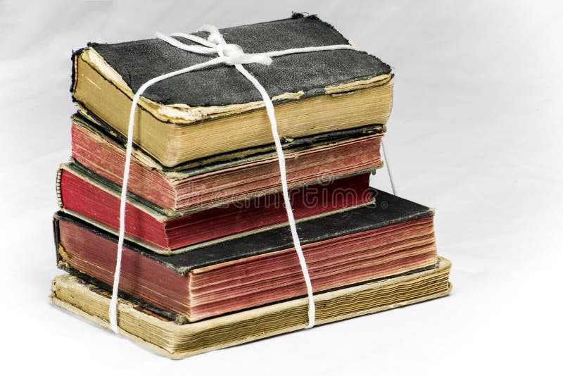 Stack of Old Books Tied with a Rope Stock Image - Image of education ...