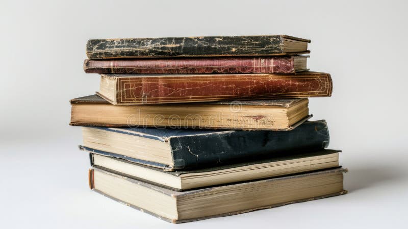 Stack of Old Books on a White Background, Vintage Literature Collection ...