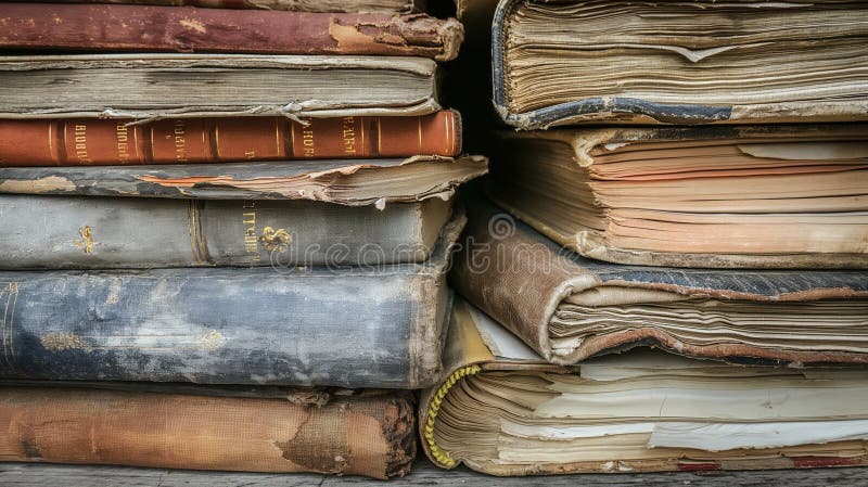 Stack of Old Books with Worn Covers Stock Photo - Image of aged, book ...