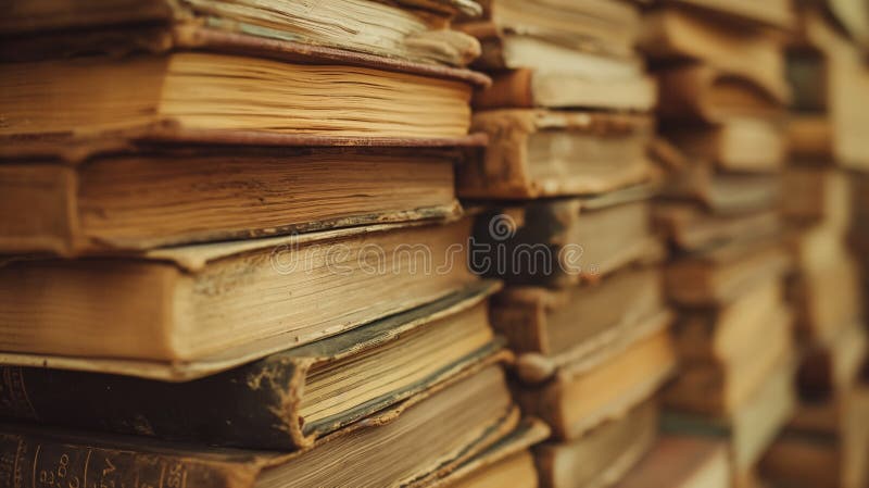 Stack of Old Books with Worn Covers Stock Photo - Image of bookshelf ...