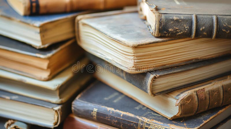 Stack of Old Books with Worn Covers Stock Photo - Image of learning ...