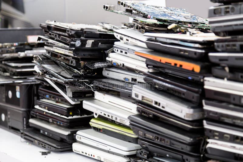 Stack of Old, Broken and Obsolete Laptop Computer for Repair Stock ...