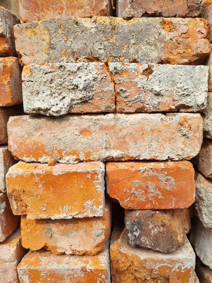 Stack of Old Broken Red Clay Brick from Construction Waste Stock Photo ...