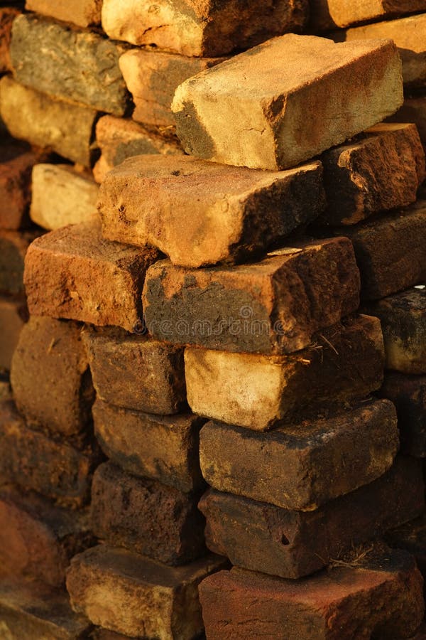 Stack with Old Brown Bricks Stock Photo - Image of blur, backdrop ...