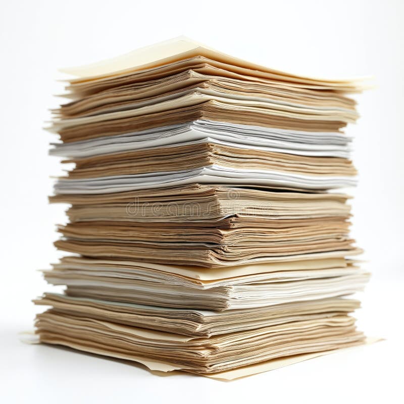 Stack of Old Brown Documents Isolated. Heap of Vintage Paper Background ...