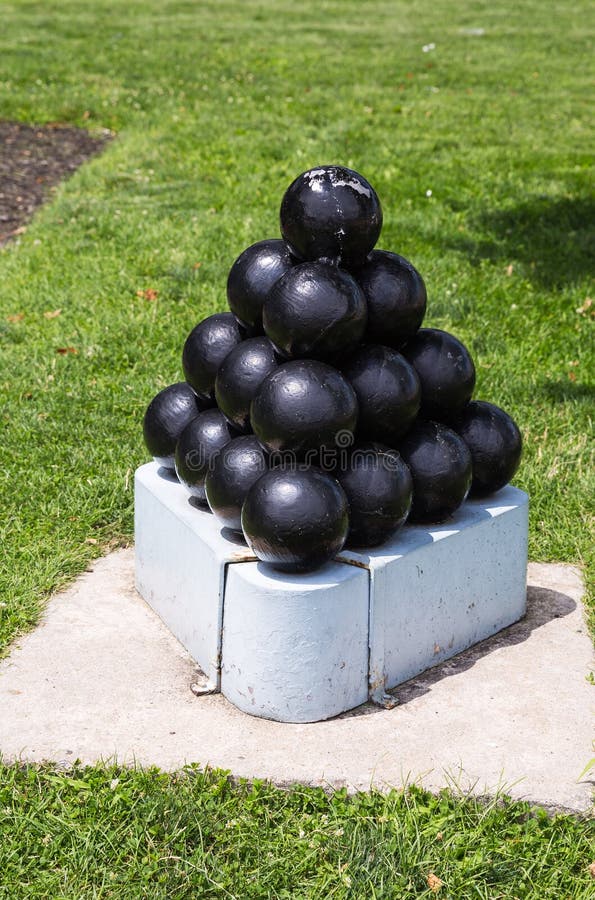 Stack of Old Cannonballs on Freedom Trail in Boston Stock Image - Image ...