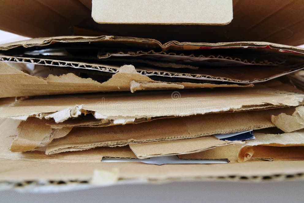 Stack of Old Cardboard Ripped Papers Isolated Stock Photo - Image of ...