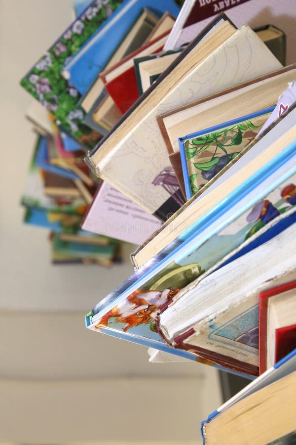A Stack of Old Children S Books and Textbooks. Stock Image - Image of ...