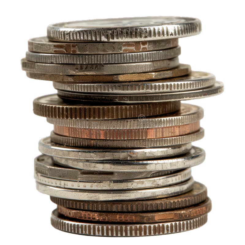 Stack of Old Coins Creating a Tall Pile of Metal Money Stock Image ...