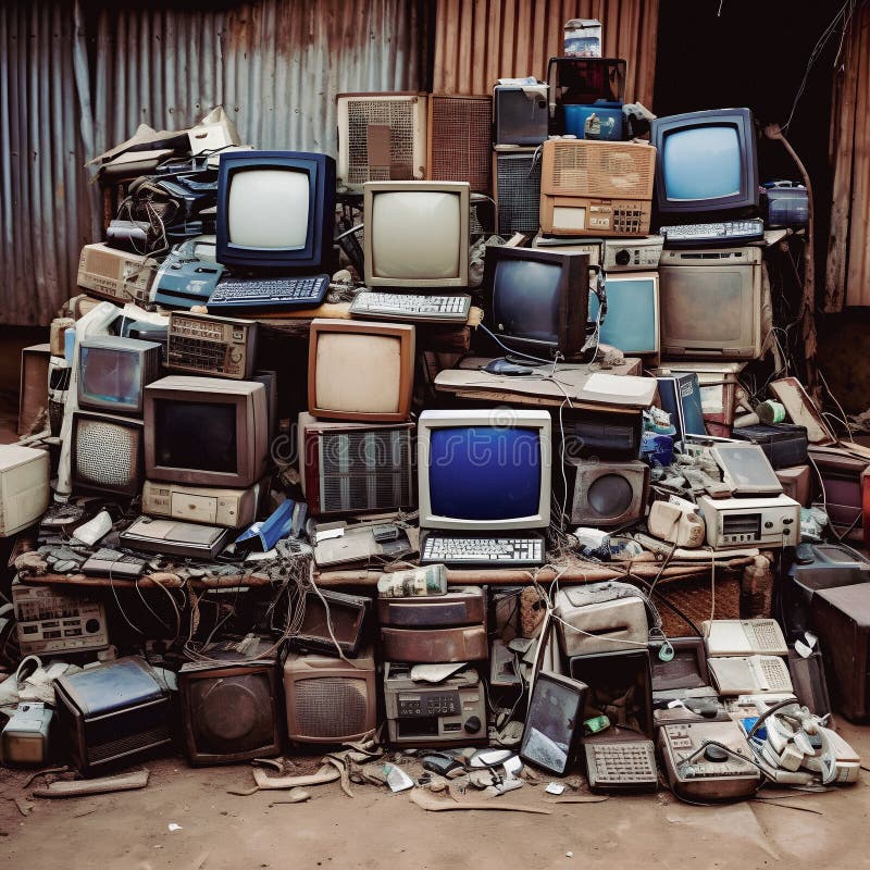E-Waste Recycling: a Pile of Vintage Electronics Ready for Renewal ...