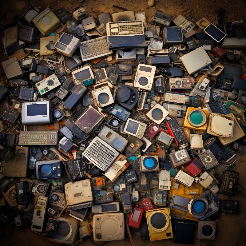 E-Waste Recycling: a Pile of Vintage Electronics Ready for Renewal ...