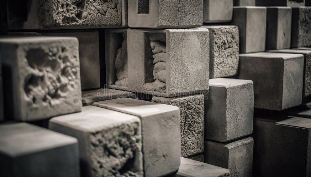 Stack of Old Concrete Blocks in a Row, Building Material Pattern Stock ...