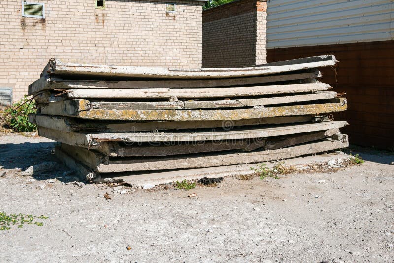 A Stack of Old Concrete Floor Slabs that are Deteriorating Over Time ...