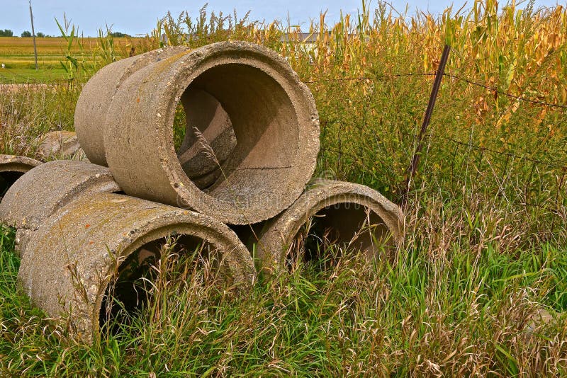 Culvert Sections Stacked at Construction Site Stock Photo - Image of ...
