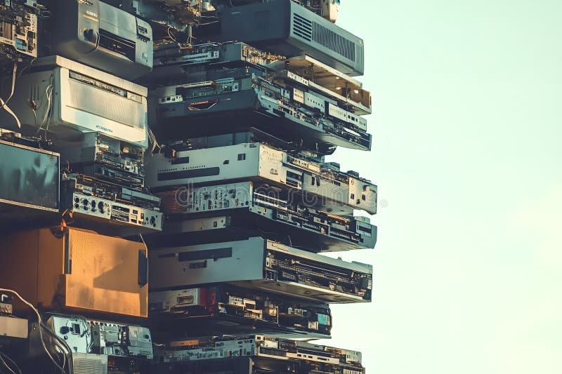 Stack of Old Electronic Devices Representing E-waste Stock Photo ...