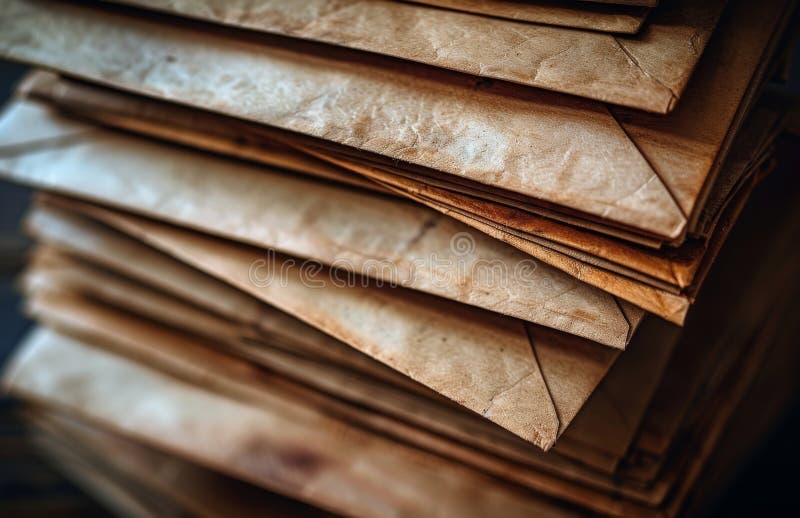 Stack of Old Envelopes Close Up Photograph Stock Photo - Image of ...