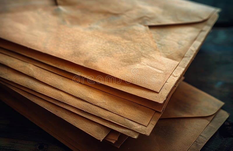 Stack of Old Envelopes Close Up Photograph Stock Photo - Image of ...
