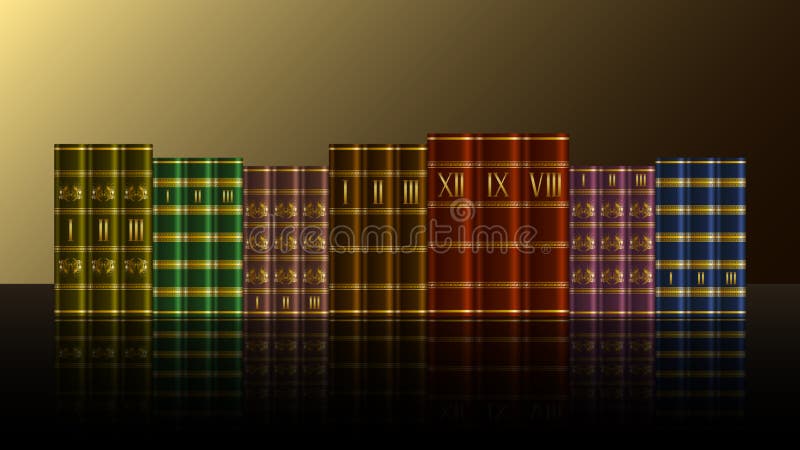 Stack Old Expensive Books on Reflection Background Stock Vector ...