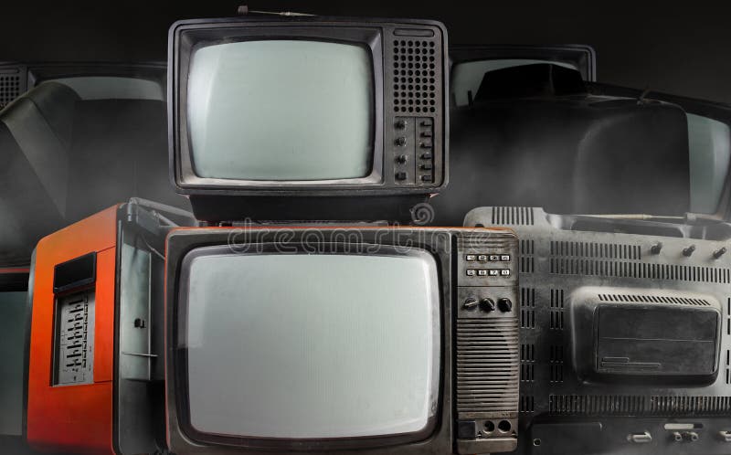 Stack of Old Fashioned Tv Sets Stock Image - Image of grunge ...