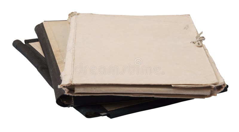 Set of Old Folders with Stack of Papers Stock Image - Image of messy ...