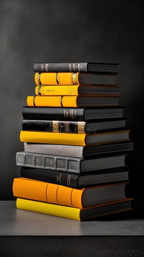 Stack of Old Gery and Yellow Books Stock Illustration - Illustration of ...