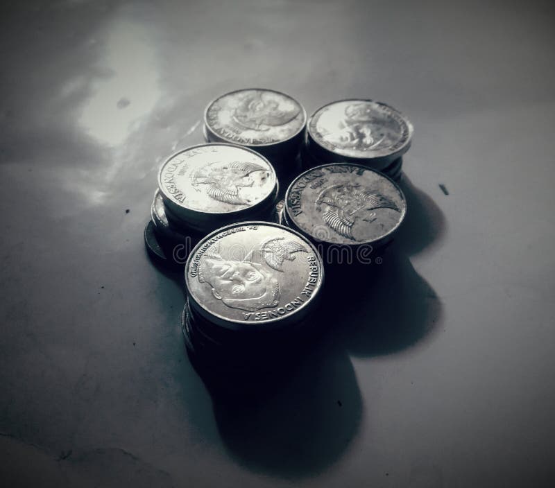 Stack old Indonesian coins stock photo. Image of jakarta - 319184966