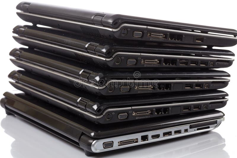 Stack of Old Laptops Awaiting Repair Stock Photo - Image of devices ...